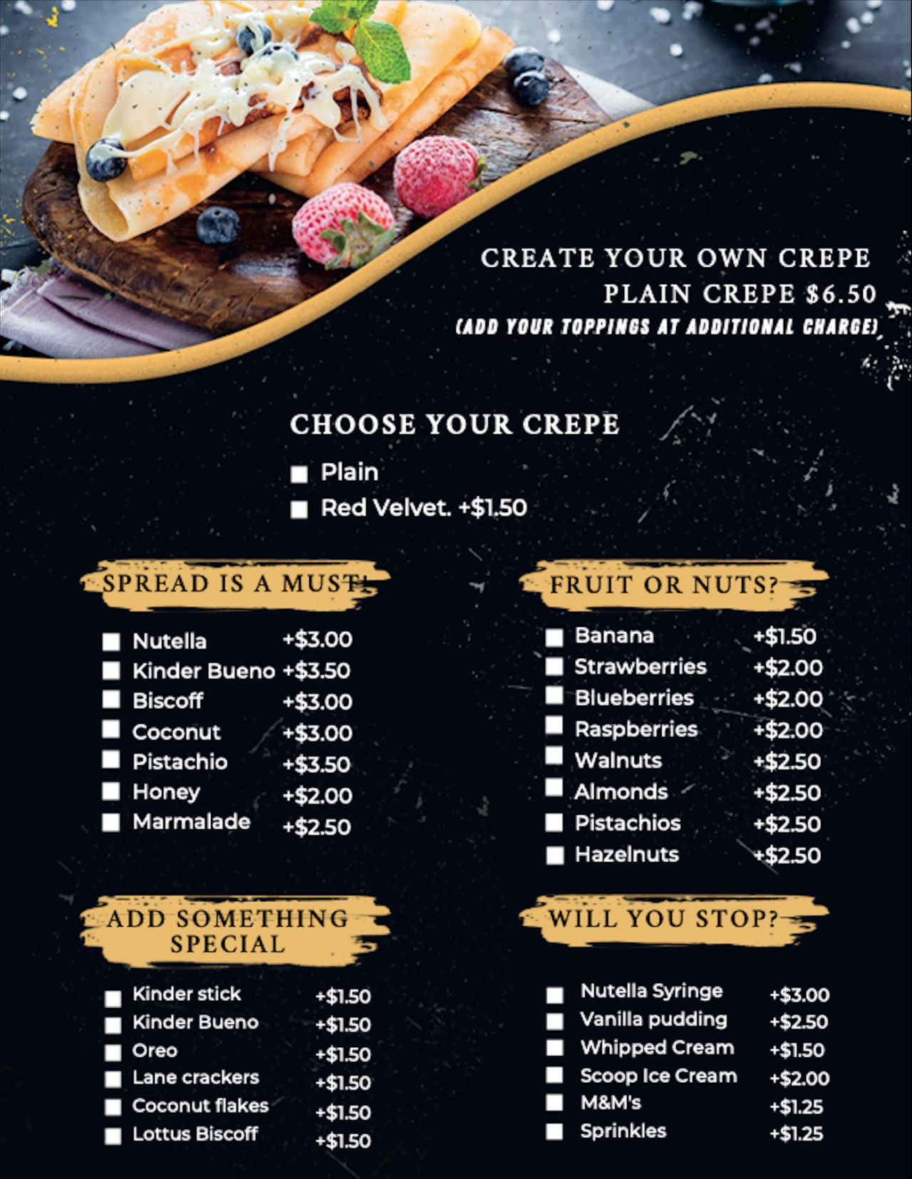 Menu | SOMA Cafe & Creperie
